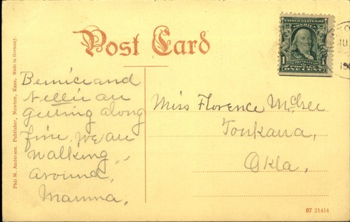 Presbyterian Church ~ Newton Kansas ~ sepia ~ c1910 to TONKAWA Oklahoma ...