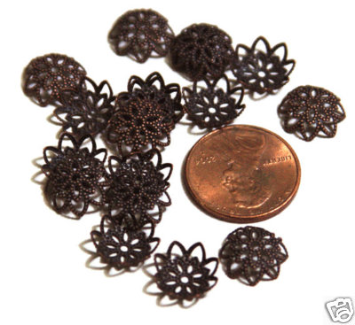 100 pcs of Antiqued Copper filigree bead cap 12mm | eBay