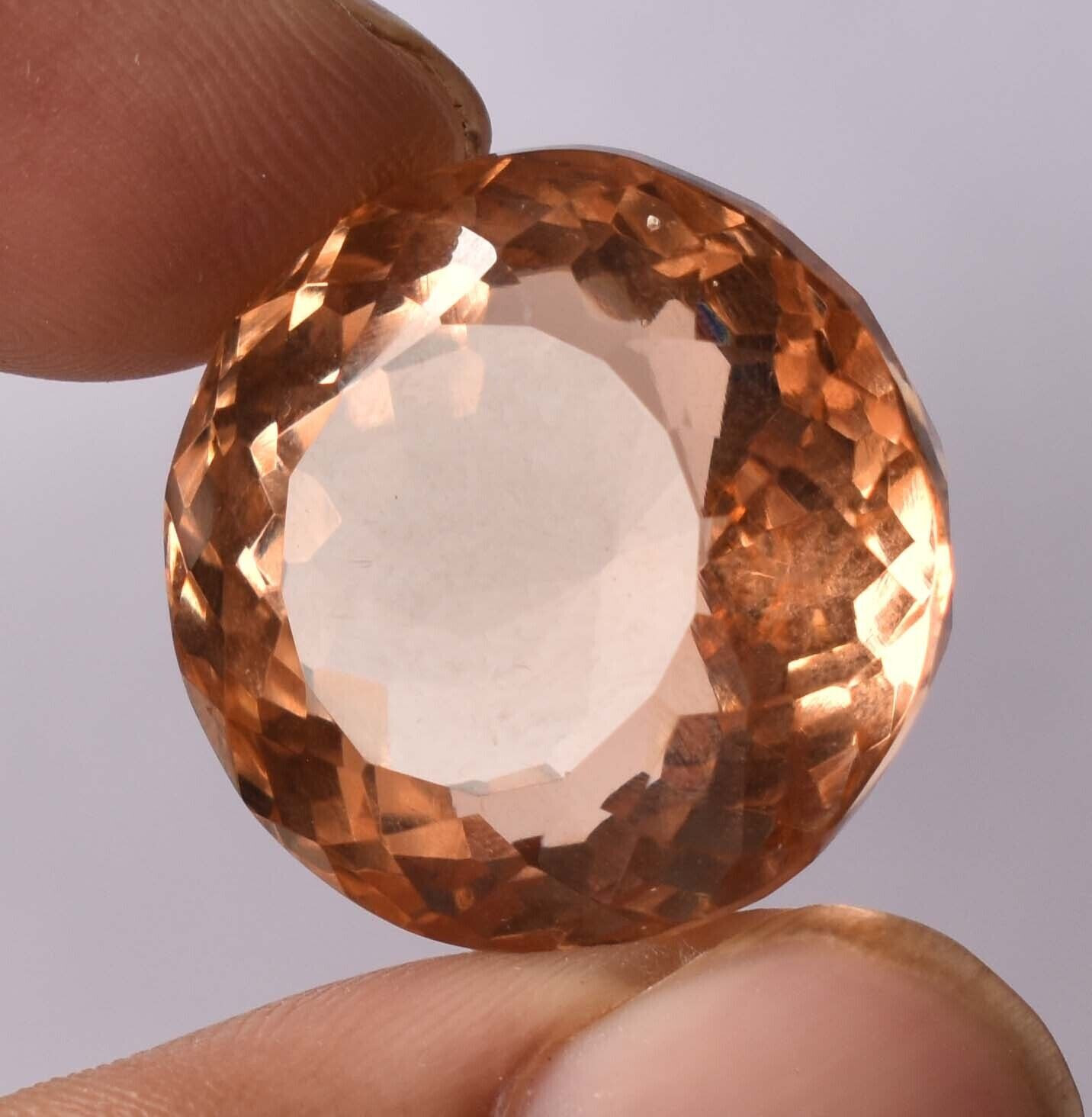 69 Ct. Large Imperial Topaz Round Cut Faceted Loose Gemstone for Ring ...