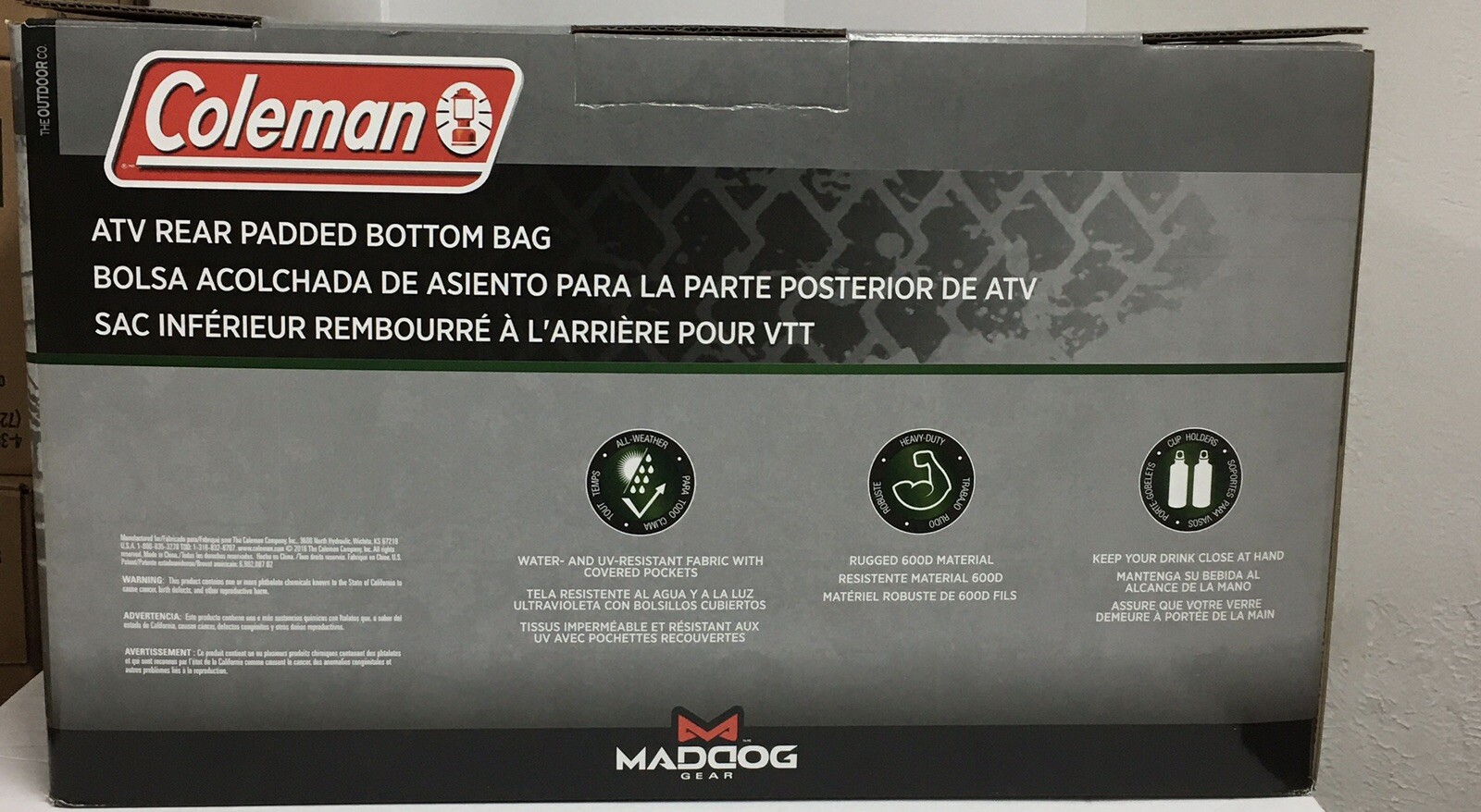 Coleman ATV Rear Padded Bottom Bag Storage Seat Cush 4 Wheeler Cargo ...