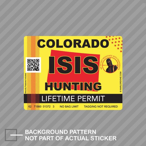 ISIS Terrorist Colorado State Hunting Permit Sticker Decal Vinyl CO | eBay