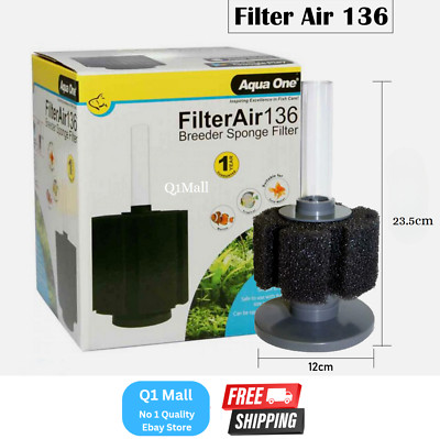 Aqua One Filter Air 136 Air Operated Sponge Filter 12wx24hx12cmD | eBay ...