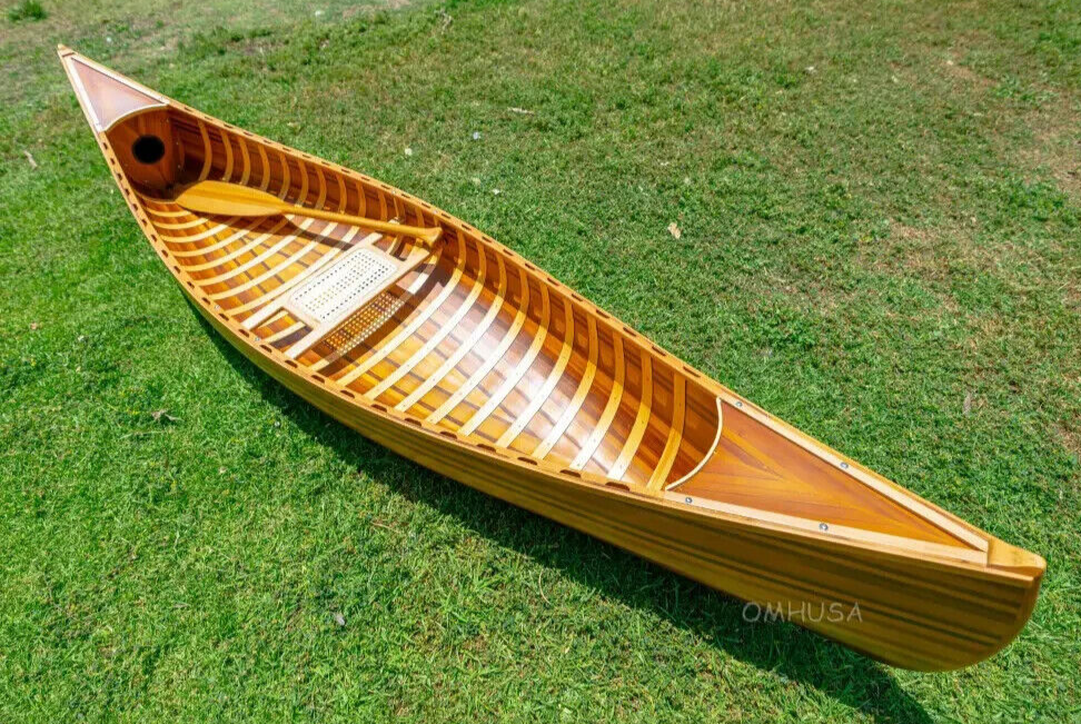 Large Display Cedar Strip Built Canoe 10' Wooden Model Boat Woodenboat ...