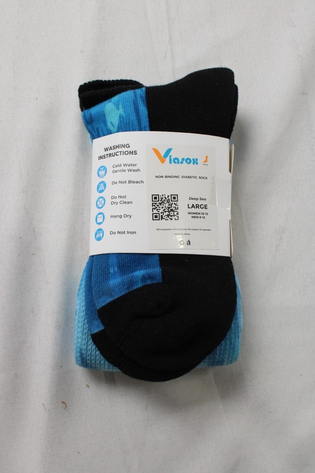 Viasox Unisex Diabetic Non-Binding Socks Assorted Colors/Sizes/Styles ...