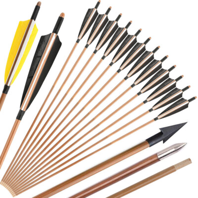 33'' Bamboo Arrows Archery 5'' Feather 8mm Handmade DIY Traditional Bow ...