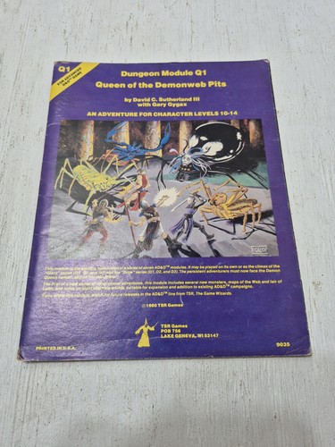Vintage TSR D&D Dungeons Dragons Module Q1 Queen of the Demonweb Pits ...
