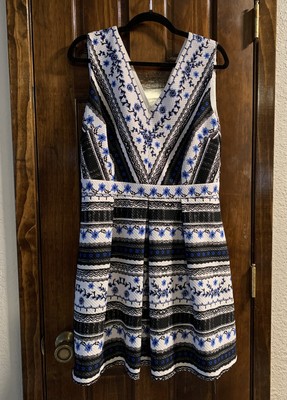 CeCe Hermosa Viajero Textured Women's Dress, Size 12, Blue/Black/White ...