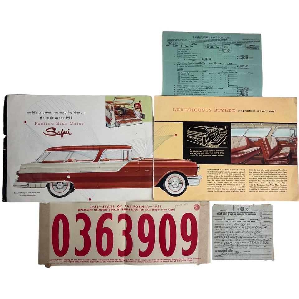 Vintage California Paper License Plate 1955 Temp Pontiac Safari Wagon ...