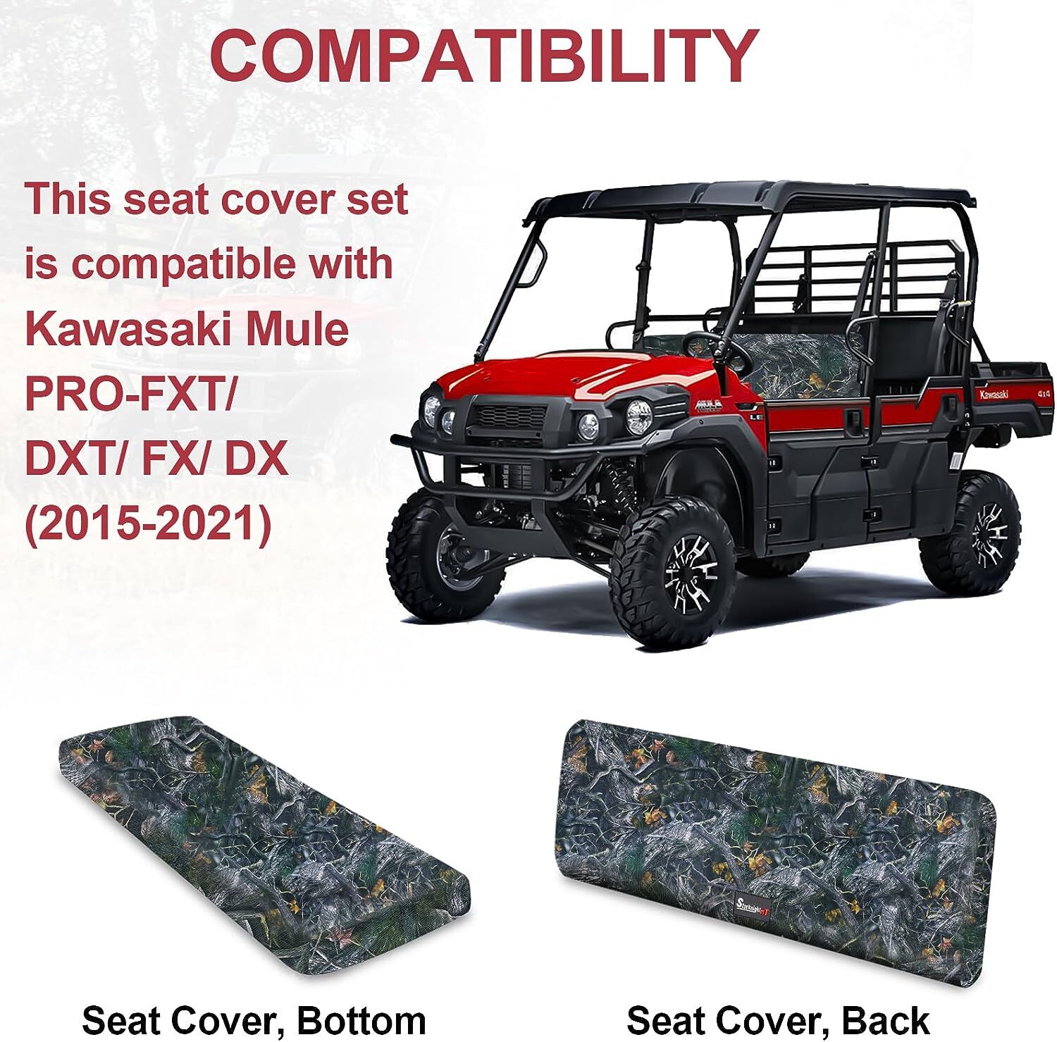 Waterproof Camo UTV Seat Covers for Kawasaki Mule PRO-FXT FX DXT DX ...
