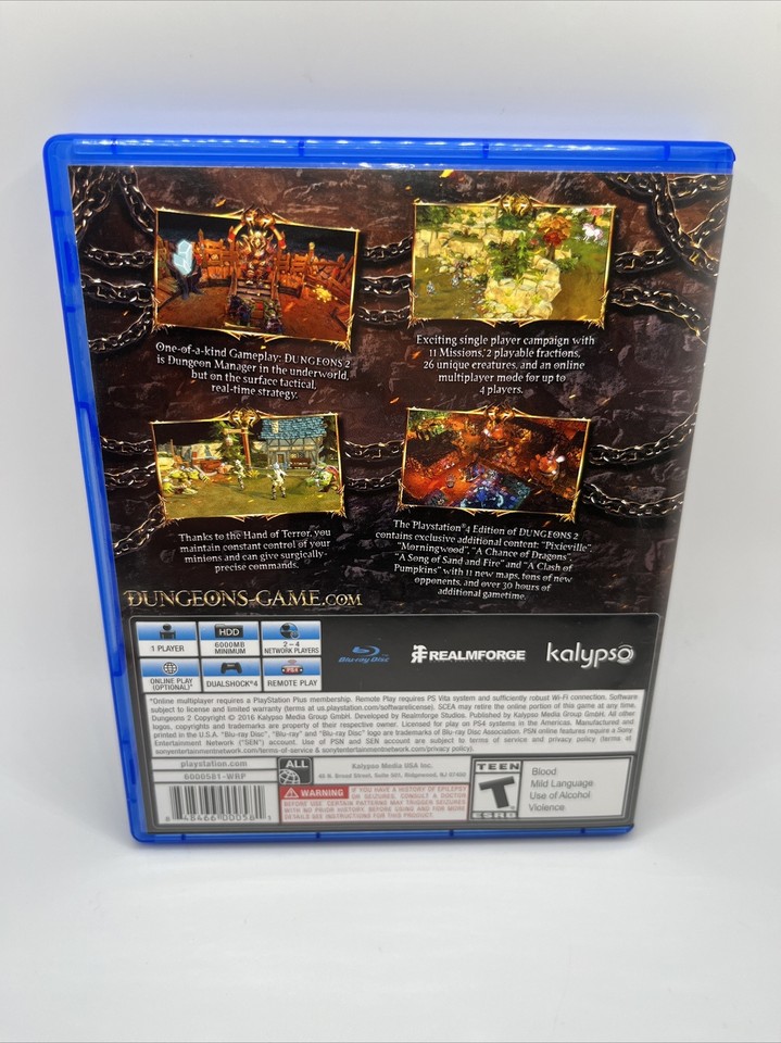 Dungeons II PlayStation 4 PS4 Complete In Box W/ Manual CIB Cleaned And ...