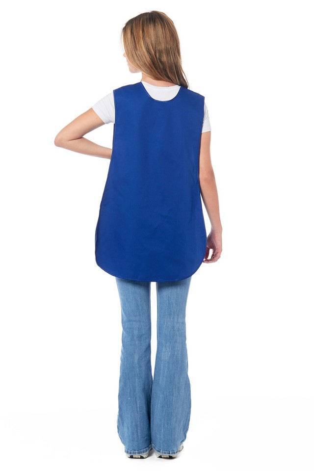 Ladies Plain Matching Piping Tabard Apron with Pocket Overall Kitchen ...