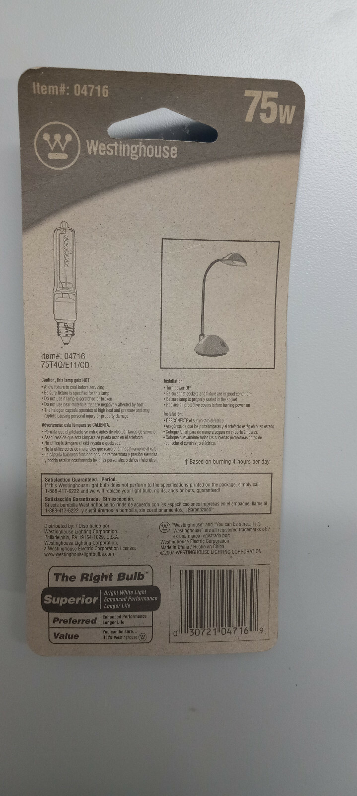 Westinghouse Halogen 75w Light Bulb Item 04716 E11 Base for sale online ...