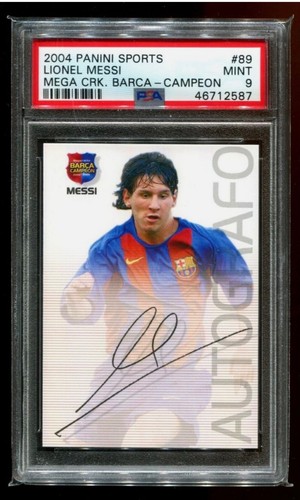 2004 Panini Mega Cracks Barca Campeon #89 Lionel Messi Rookie MINT PSA ...
