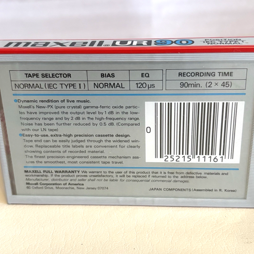 Vintage Maxell UR 90 Blank Cassette Tape Sealed IEC Type I Normal ...