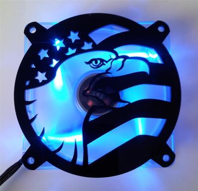 Custom 80mm FLAG EAGLE Computer Fan Grill Gloss Black Acrylic Cooling ...