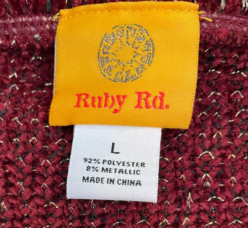 NWT Ruby Rd Size Large Wine Asymmetrical Split Cowl Neck 3/4 Sleeve ...