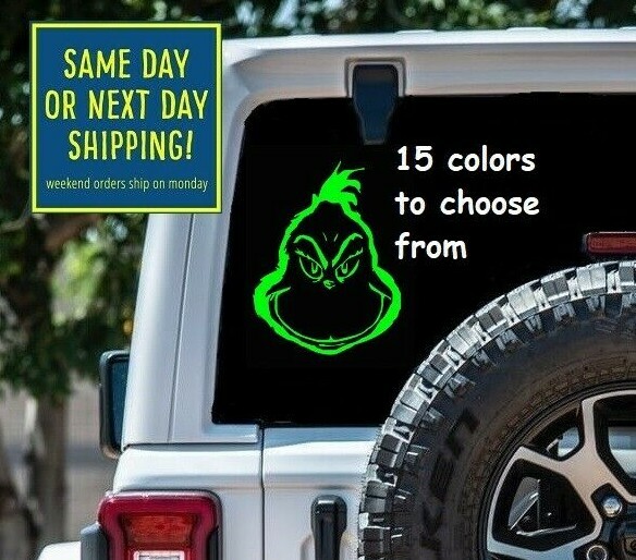 8 Sizes The Grinch Face Christmas Car Window Decal Sticker Macbook ...