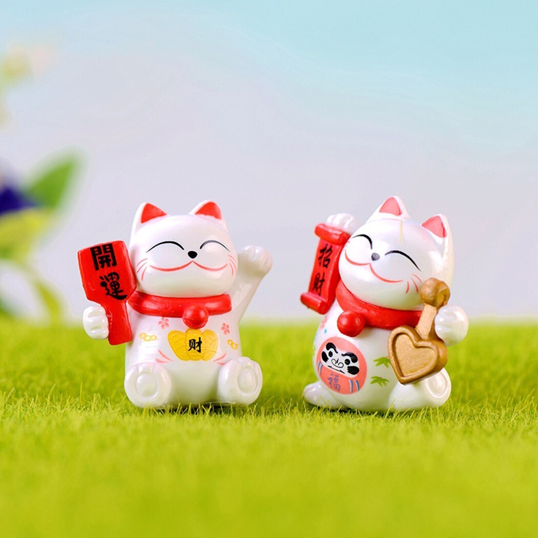 4xMiniatures Lucky Cat Cute Animal Mini Figures Home Desktop Decor DIY ...