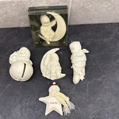 Vtg Dept 56 Snowbabies (5) Ornament Lot Moon Bell Stocking Star | eBay