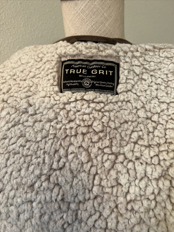 True Grit Jacket Mens Size Large Sherpa Fleece Lined Army Green Brown ...