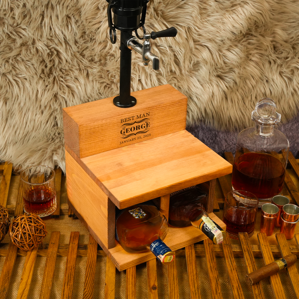 Personalized Triple Tap Whiskey Dispenser, Handmade Solid Pine Wood ...