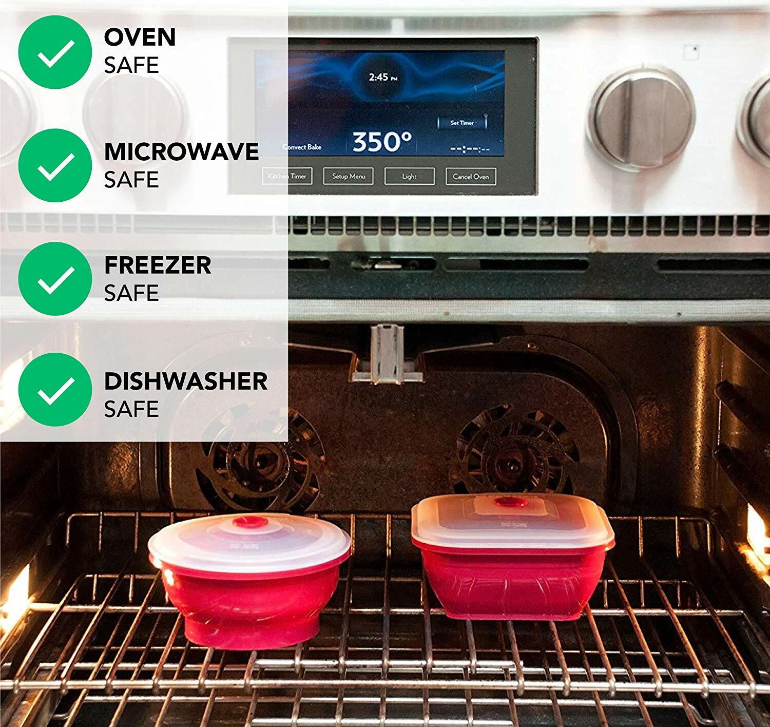 Collapse-it 4-Piece Silicone Food Storage Containers Black Rectangle ...