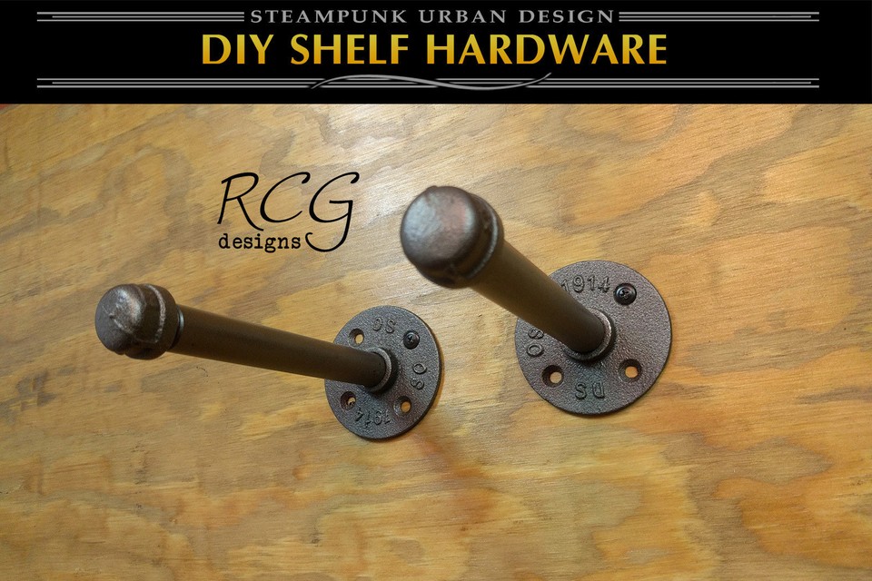 DIY 7" Pair Floating Pipe (6" shelf) steampunk rustic industrial decor ...