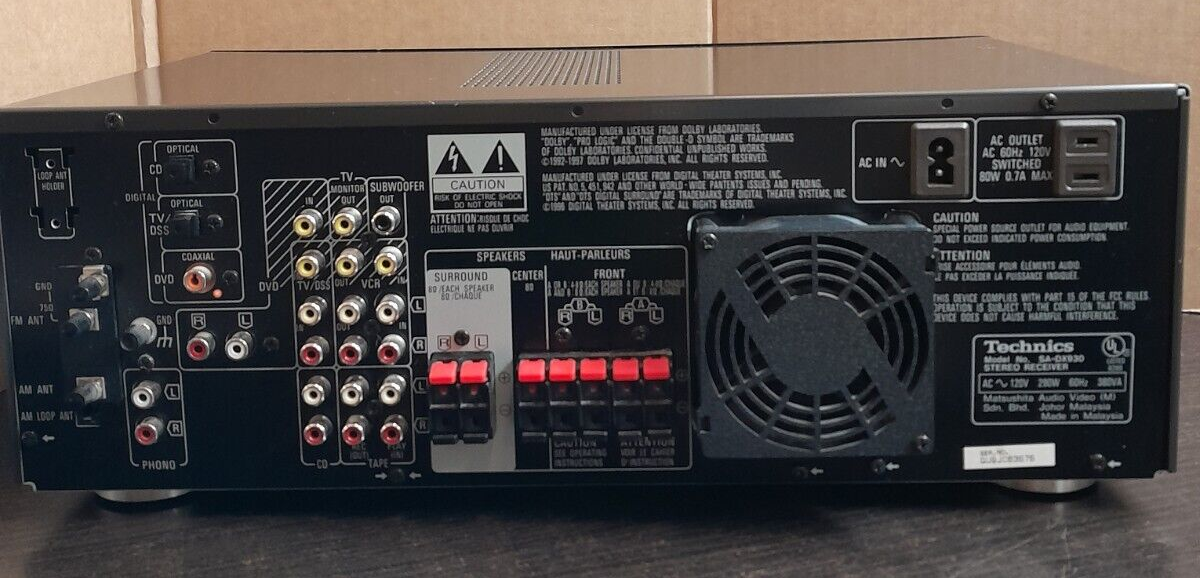 Technics Av Control Stereo Receiver SA-DX930 Built In Digital Surround ...