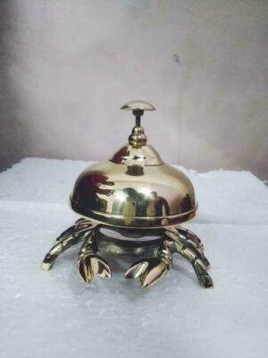 Antique Solid Brass Crab Front Desk Counter Bell Office Call Ringer Lot ...