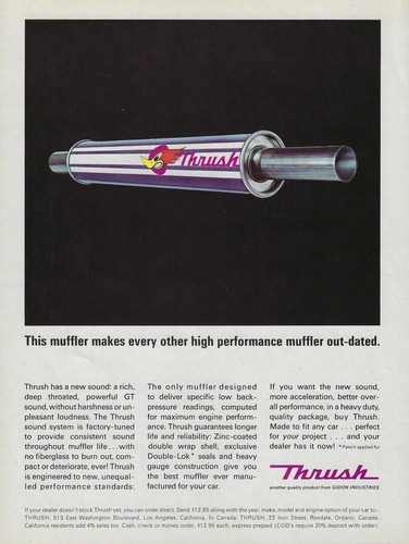 1966 Thrush Ad High Performance Muffler Vintage Magazine Advertisement ...