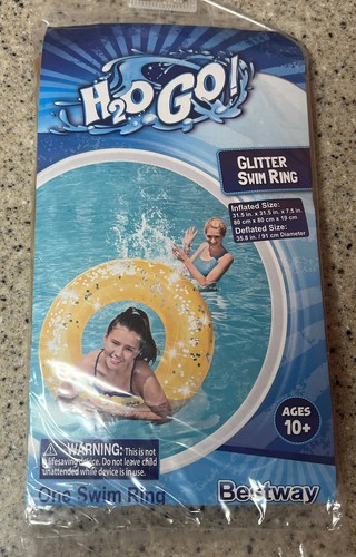 Bestway H2O Go! Yellow Gold Glitter Swim Ring Pool Float Floaty 31.5 ...