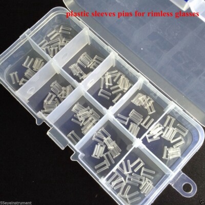 100 pcs plastic compression sleeves pins for rimless glasses repair ...