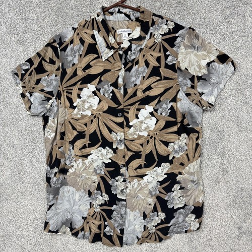 Croft & Barrow Shirt XL Floral Hawaiian Tropical Noir Retro 90s Grunge ...