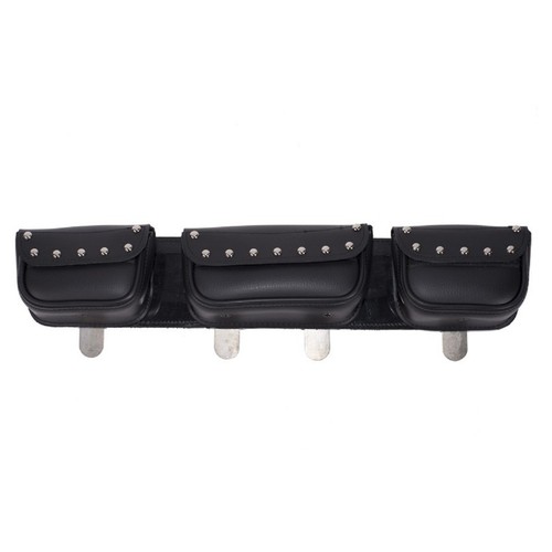 MOTORCYCLE STUDDED WINDSHIELD BAG 3 POCKET w/ METAL POST FOR HARLEY ...