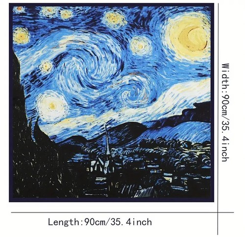 1PC Van Gogh "The Starry Night" Oil Painting Women Scarf Square 35.4 ...