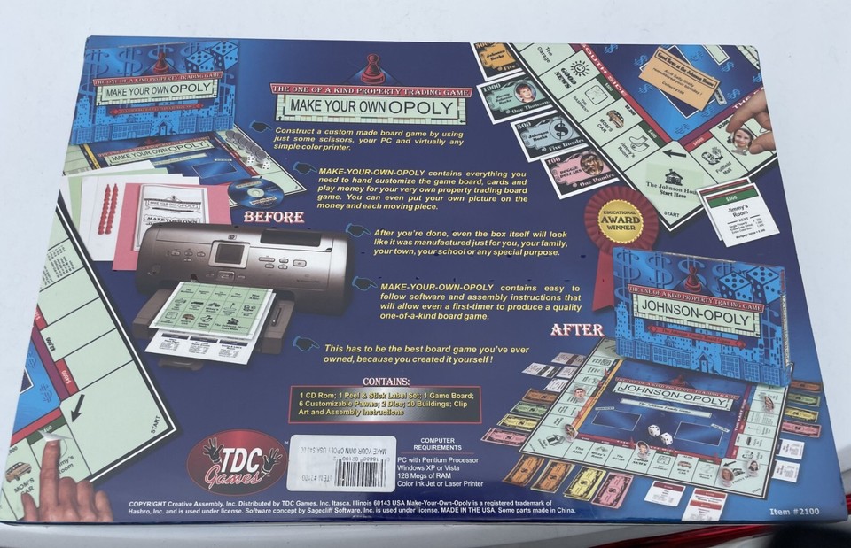 NEW Make Your Own Opoly Monopoly Custom Board Game #1999 SEALED | eBay