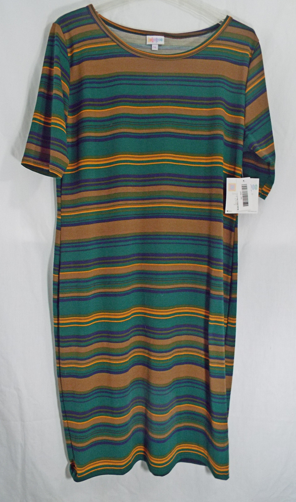 LuLaRoe Women's Plus Julia Dress in Hunter Green Orange Brown Navy in ...
