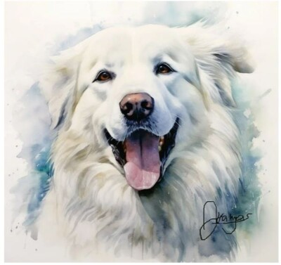 Great Pyrenees Watercolor Painting 8x11 inch Art Print | eBay