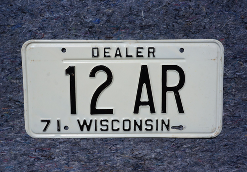 1971 Wisconsin DEALER License Plate # 12 AR | eBay
