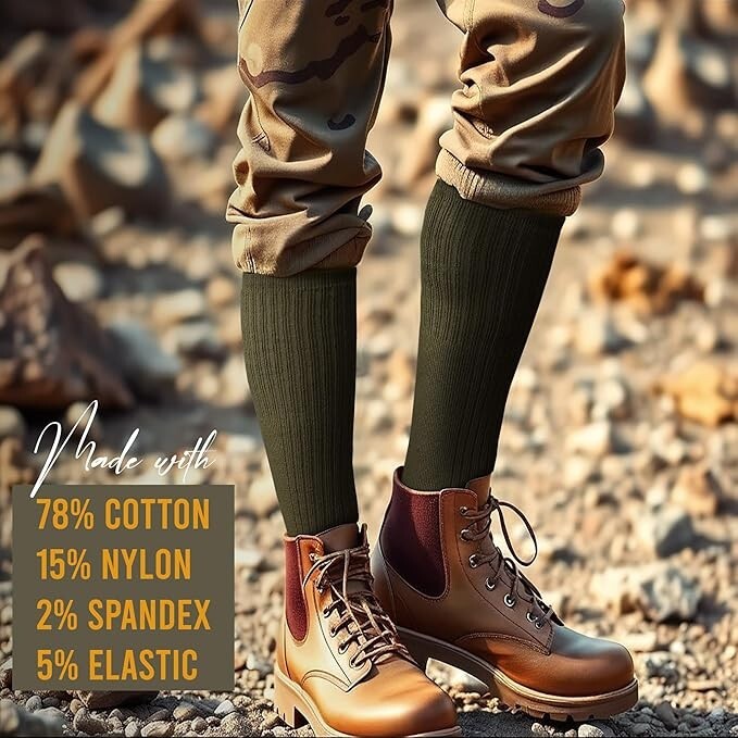 6-12 Pairs Men's Army Military Boot Socks Combat Trekking Hiking Size ...