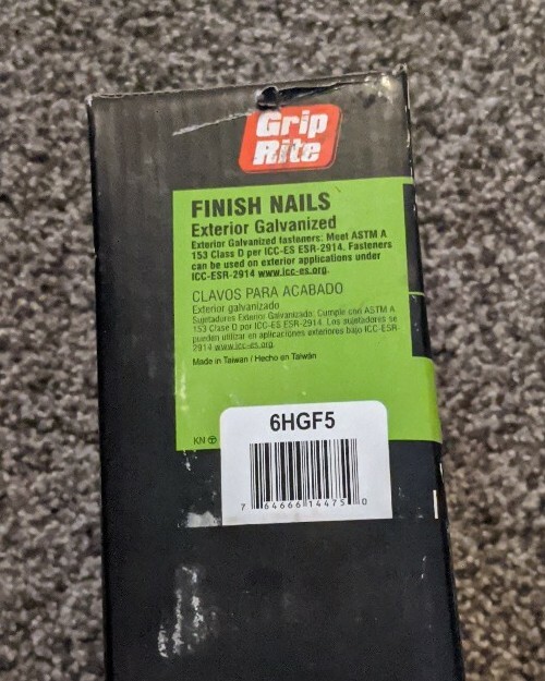 5 Lbs Grip Rite Smooth Shank 6D 2" Finish Nails Exterior Galvanized ...