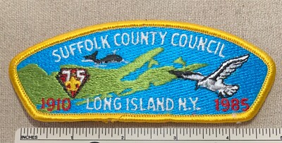 1985 SUFFOLK COUNTY COUNCIL Boy Scout Diamond Jubilee Strip PATCH CSP ...