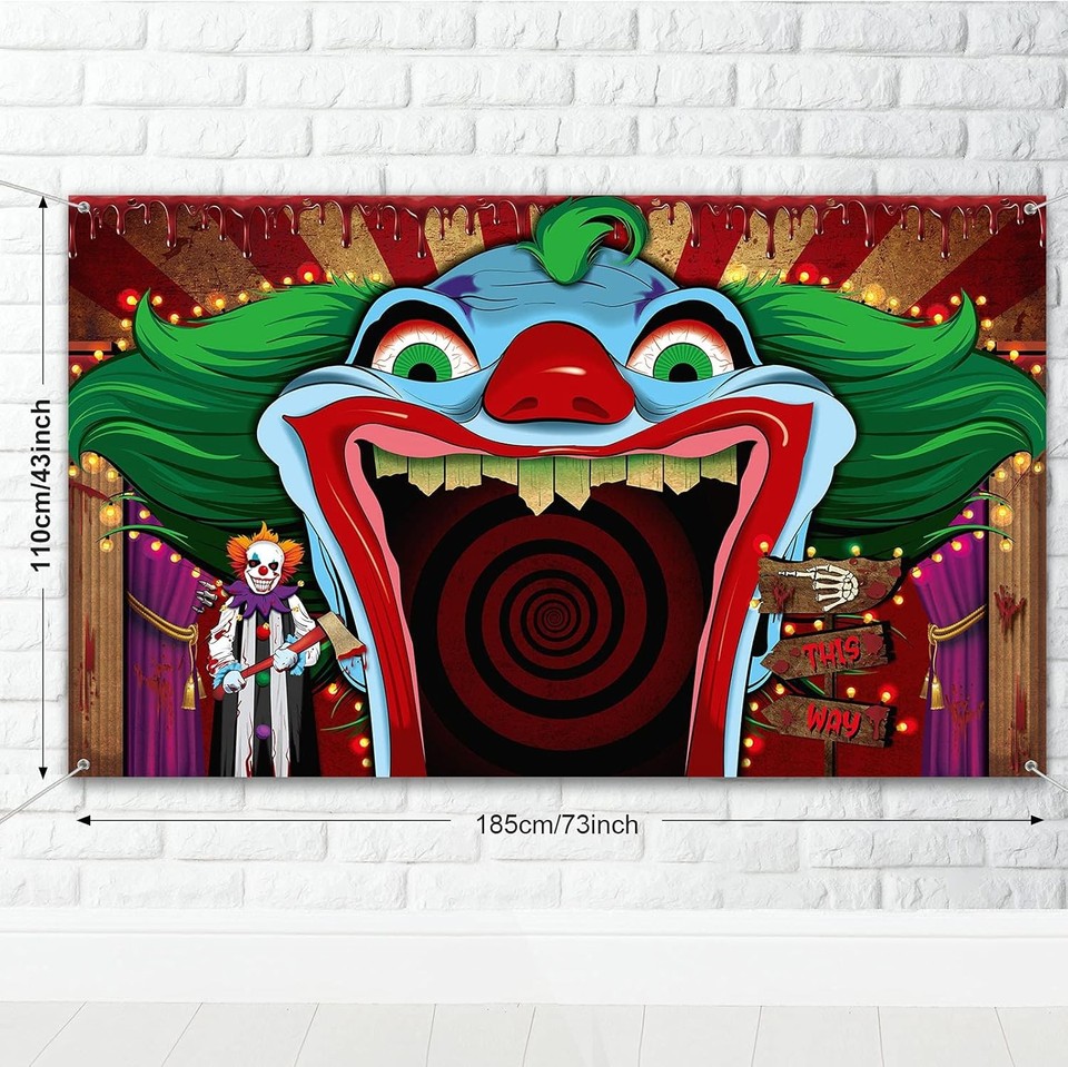 Halloween Clown Decorations Scary Carnival Backdrop Halloween Clown ...