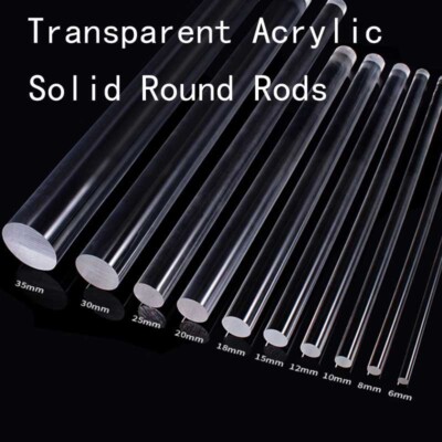 3mm Dia Transparent Acrylic Solid Round Rods Plexiglass Bar 100mm-300mm ...
