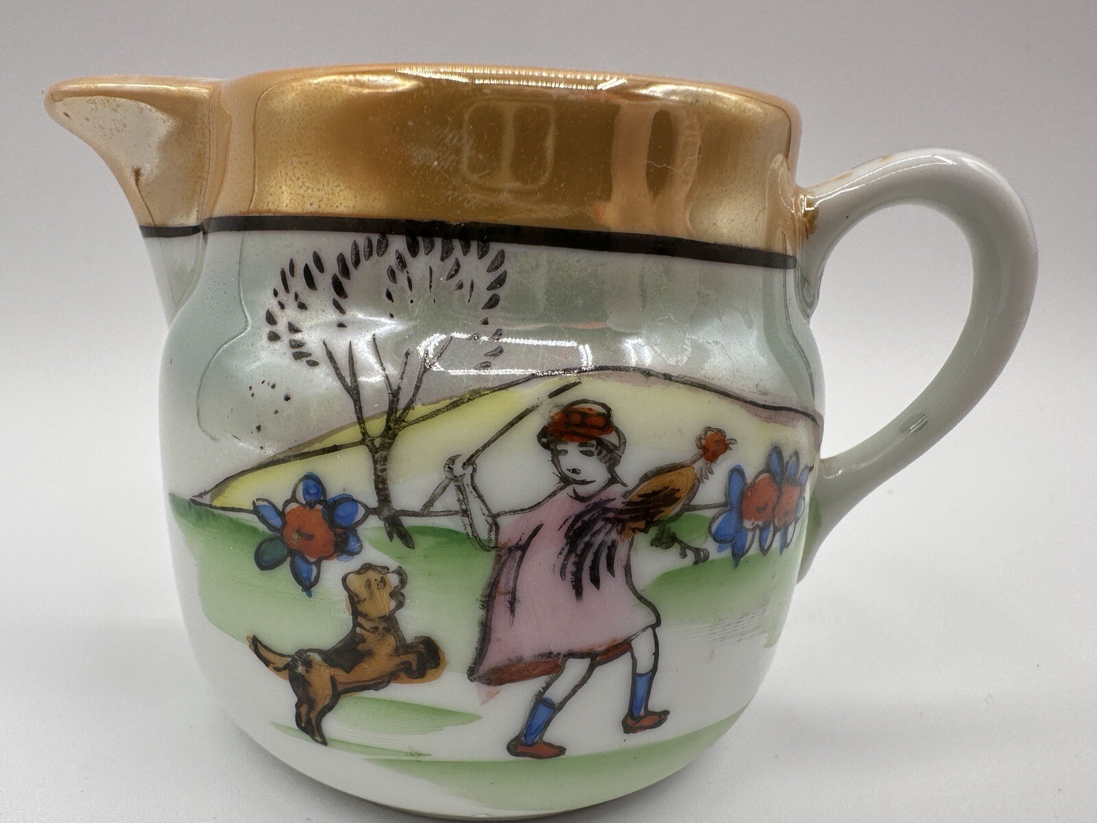 OG Otto Grunert Vintage Creamer With Children Playing | eBay