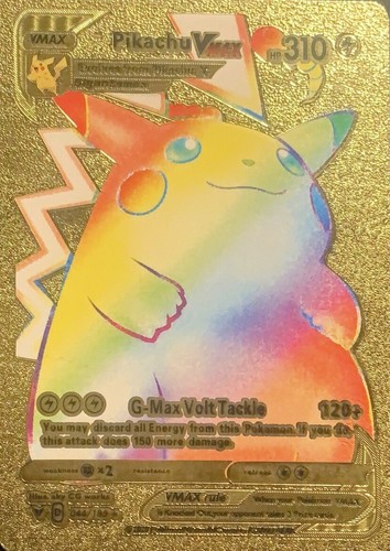 Rare Pokemon 2020 Pikachu Card VMAX HP 310 Rainbow 044/185 Gold Foil ...