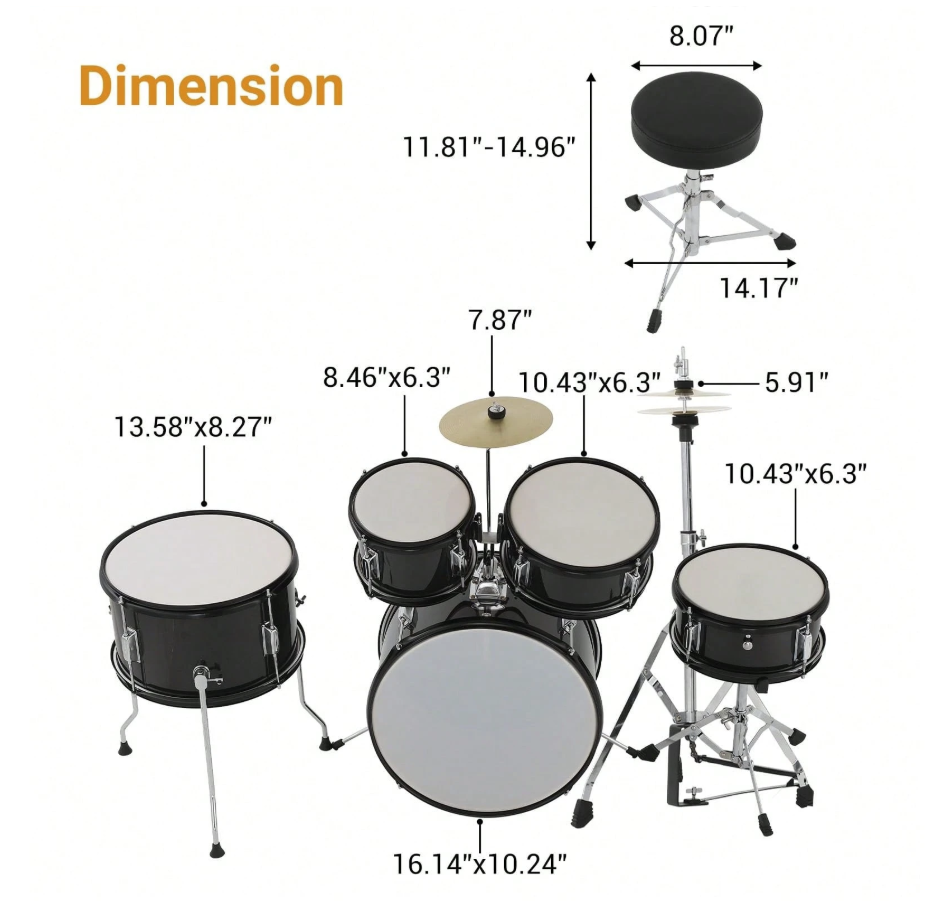 Drum Set For Beginners, Drum Sets 5 Piece, Drums Set With Bass Drum ...