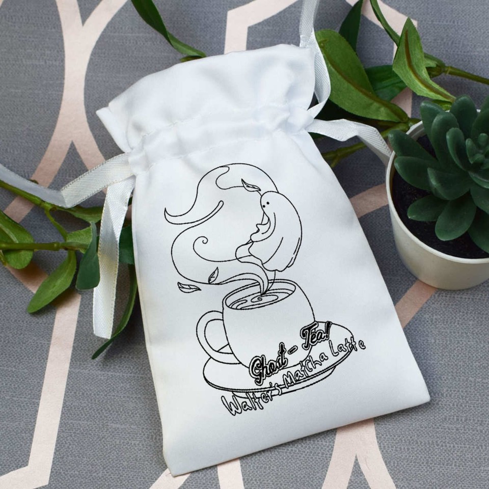 'Spooky Ghost Matcha Tea' Satin Drawstring Bag/Pouch (SB061337) | eBay UK