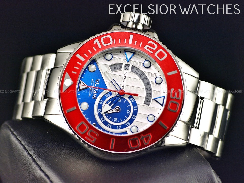 New Invicta Men's 52mm Grand Diver GMT AUTOMATIC Silver Blue Dial SS ...