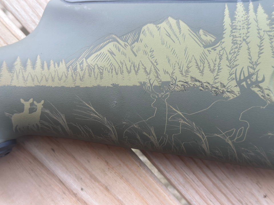 CUSTOM THOMPSON CENTER ENCORE PH OD GREEN ENGRAVED DEER FLEX TECH RIFLE ...